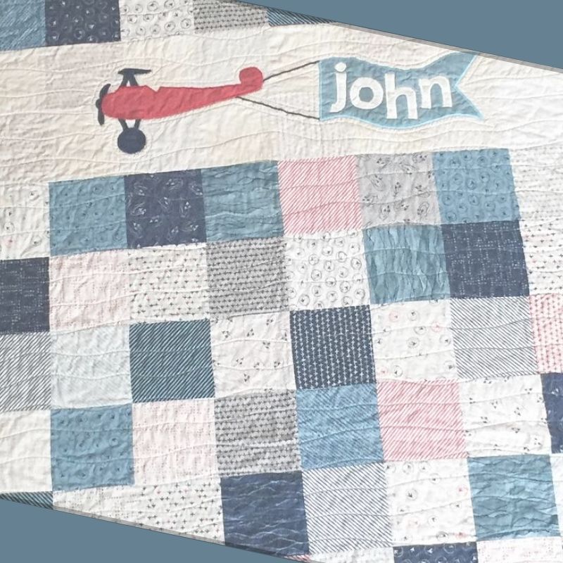 Vintage Airplanes Baby Quilt - Running Stitch Quilts
